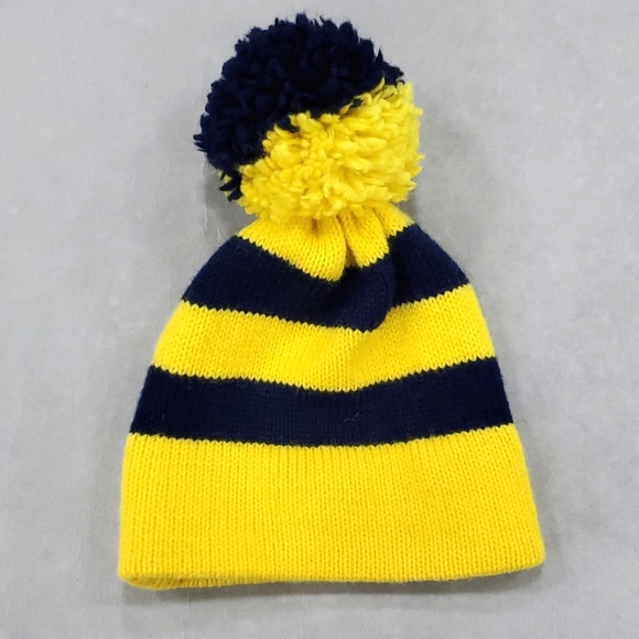 None | Accessories | Vintage Wool Stocking Cap Blue And Yellow Pom Pom ...
